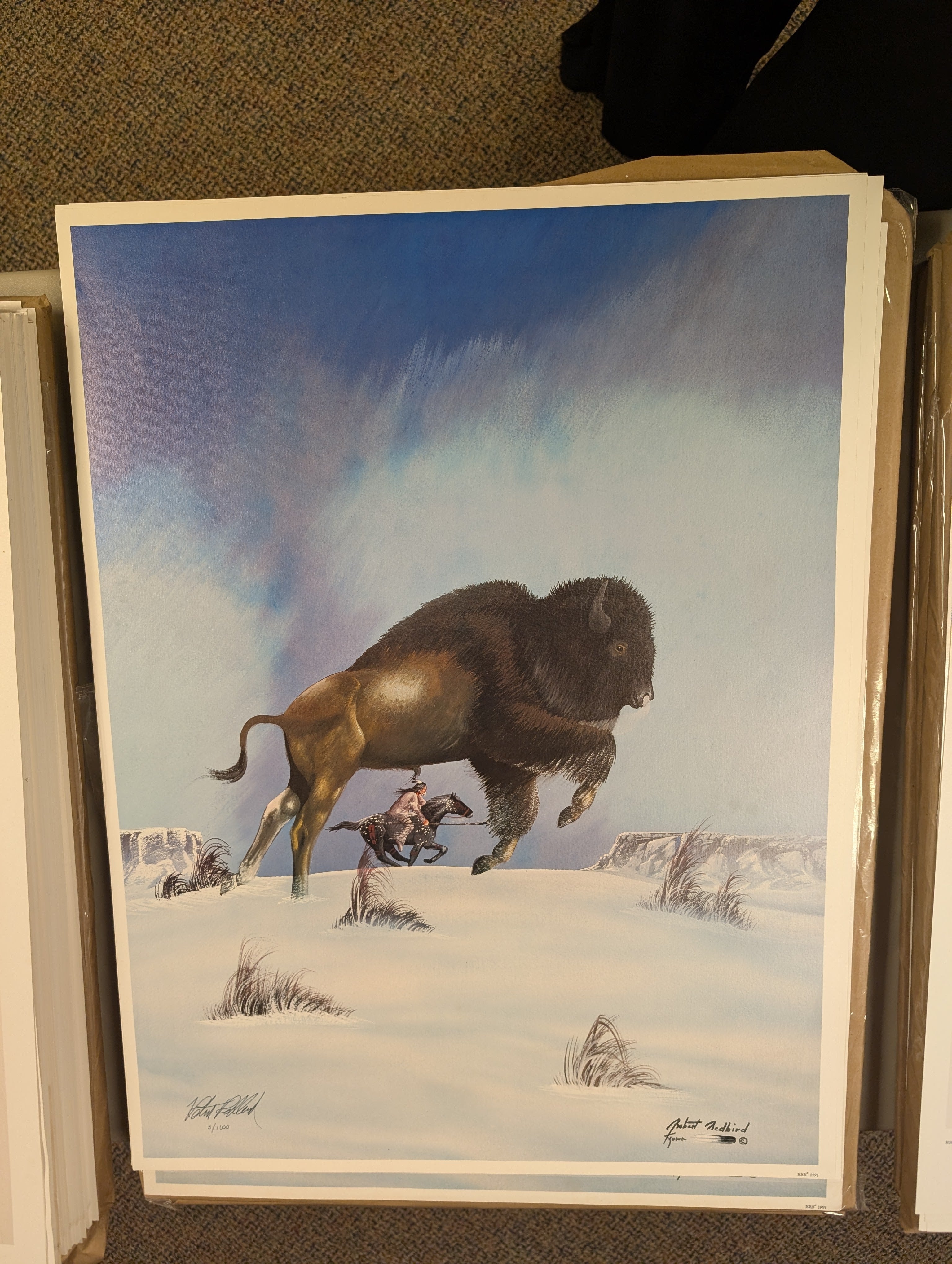 “Buffalo and Hunter” - Robert Redbird / 1990 – Red Earth
